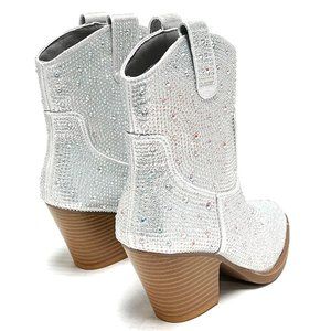 Shoes | New Women Silver Rhinestone Sparkly Cowboy Western Boots | Poshmark
